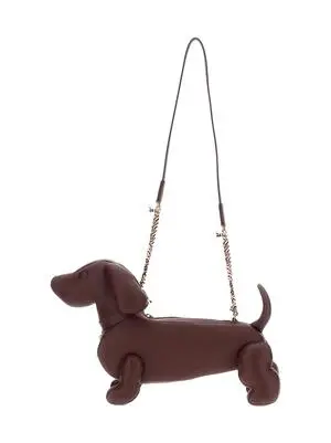 Thom Browne Mini Hector Bag In Pebble-grain Leather - Red