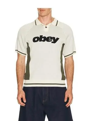 Obey Sport Knitted Polo In Cream - Unbleached Multi