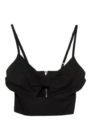 MITILIANE COUTURE Sweetheart Neck Cropped Top With Front Bow Detail - Black
