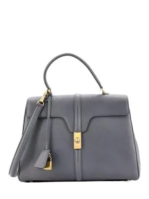 Celine Medium 16 Top Handle Bag In Grained Calfskin - Grey
