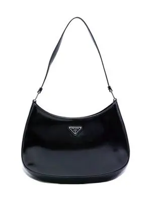 Prada Spazzolato Leather Cleo Shoulder Bag - Black