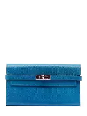 Hermès 2013 Grain D'h Kelly Long Wallet - Blue