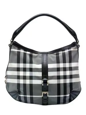 Burberry Check Nylon Grafton Hobo Bag - Grey