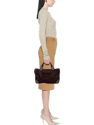Celine Macadam Suede Boogie Handbag - Brown