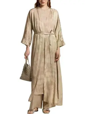 Peserico Belted Tie-dye Maxi Dress - Brown