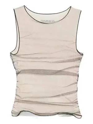 Patrizia Pepe Ruched Mesh Tank Top - Neutrals