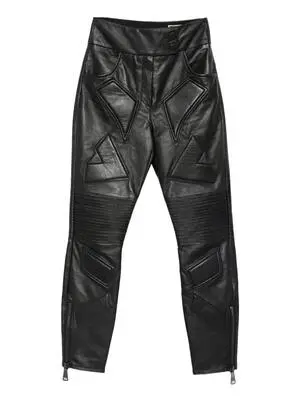 MITILIANE COUTURE Panelled Leather Trousers - Black