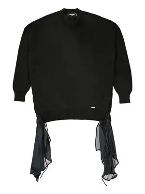 DSQUARED2 DSQUARED2 Black Cotton Lace-Up Draped-Insert Sweater