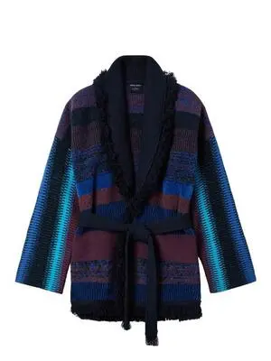 Giorgio Armani For Alanui Cashmere Blend Cardigan With Shawl Collar And Belt - Blue