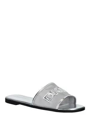 Dkny Logo Patch Mesh Sandals - Silver