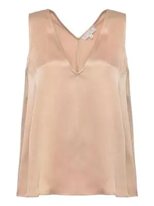 Antonelli Firenze Patent Finish V-neck Top - Pink