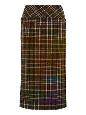 Dsquared2 Tartan Front-zip Midi Skirt - Brown