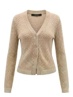 TOCCIN Bobby Chevron-knit Cardigan - Neutrals