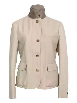 Loro Piana Beige Silk High Neck Jacket - Neutrals
