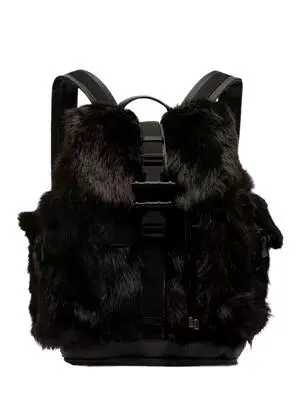 Givenchy 2014 Leather And Fur Obsedia Backpack - Black