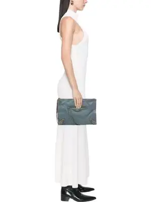 Balenciaga Goatskin Metallic Edge Clutch - Grey