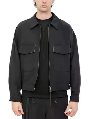 THE VIRIDI-ANNE Flap-pocket Bomber Jacket - Black