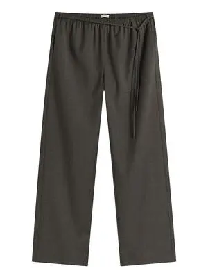 ST. AGNI Straight Leg Wool Blend Pants - Mulch