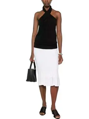 TOTEME Fluted Hem Knitted Midi Skirt - White