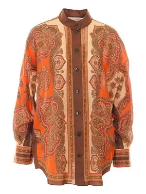 Zimmermann Mahon Dolman Paisley Print Silk Shirt - Orange