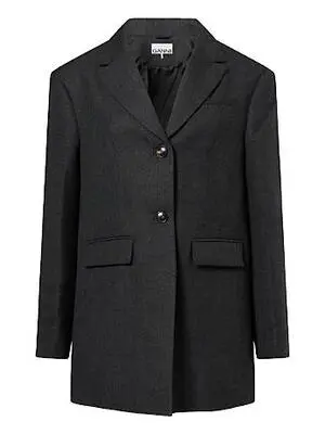 GANNI Single-breasted Wool-blend Suiting Blazer - Phantom