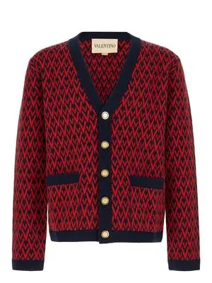 Valentino Garavani Cardigan With Geometric Pattern - Multicolor