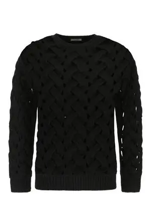 Valentino Garavani Black Textured Knit Sweater - Multicolor
