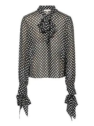 FRAME Polka Dot Silk Blouse - Black Multi