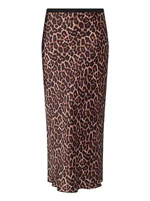 ANINE BING Print Silk Midi Skirt - Leopard
