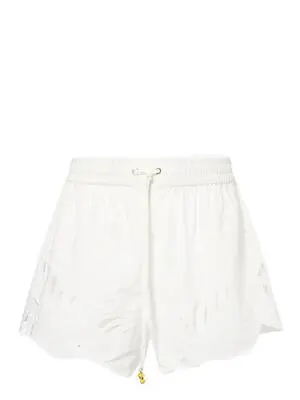 Zimmermann Mahon Embroidered Cotton Shorts - Ivory