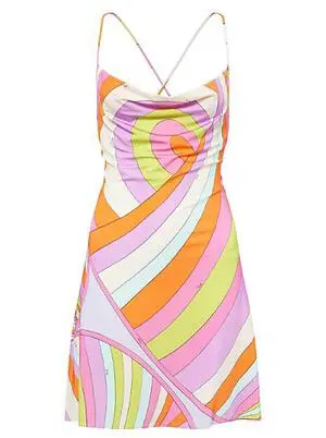 Emilio Pucci Graphic-print Satin-jersey Mini Dress - Multicolor