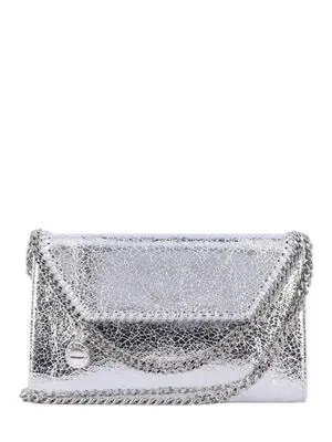 Stella McCartney STELLA MCCARTNEY Falabella Crackle-Effect Crossbody Bag Silver