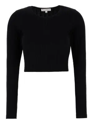 JW ANDERSON J.W. Anderson Cropped Ribbed Knit Top With Logo Detail