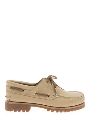 Timberland Logo Patch Lace-up Flat Sole Casual Shoes - Nude