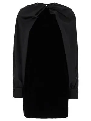 Max Mara Black Velvet Dress With Cape Effect - Multicolor