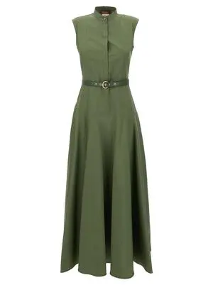 Max Mara Sleeveless Belted Midi Dress - Multicolor