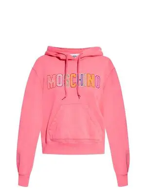 Moschino Embroidered Logo Hooded Sweater - Pink