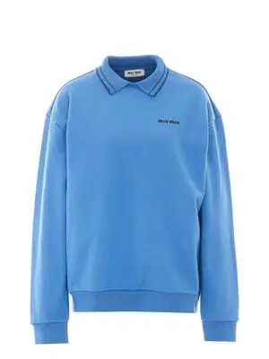 Miu Miu Embroidered Logo Crewneck Sweatshirt - Blue