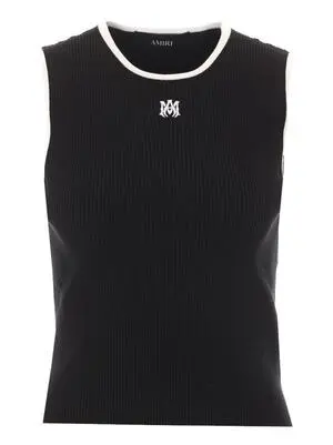 Amiri Ribbed Crew Neck Sleeveless Tank Top - Black