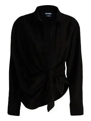 Jacquemus JACQUEMUS Le Raphia Draped Tie Detail Shirt Multicolor