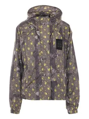 GANNI Floral Print Nylon Flyweight Jacket - Black