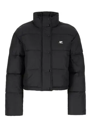 COURREGES Black Quilted Jacket With Stand Collar - Multicolor