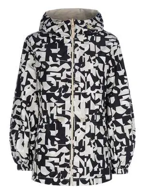Mackage Hooded Zip-up Jacket With All-over Print And Drawstring Waist - Multicolor