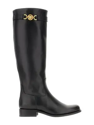 Versace Knee High Boots With Medusa Buckle Detail - Multicolor