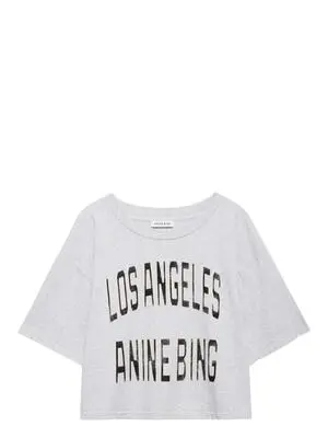 ANINE BING Johnny Cropped T-shirt With Los Angeles Graphic - Grey