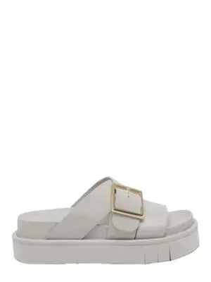 PALOMA BARCELO Platform Buckled Slide Sandals - Gray