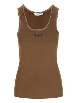 MIU MIU Miu Miu Round Neck Tank Top With Tassel Details