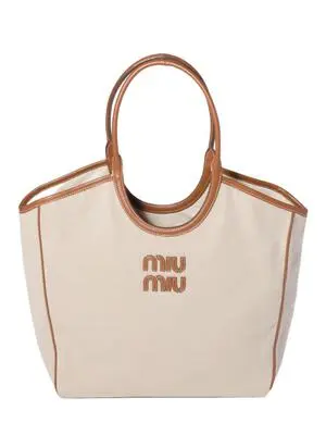 MIU MIU Miu Miu Ivy Canvas And Leather Tote Bag