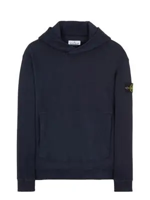 Stone Island Logo Patch Sleeve Hoodie - Navy Blue