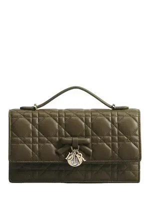Dior Flap Shoulder Bag With Bow Detail - Khaki